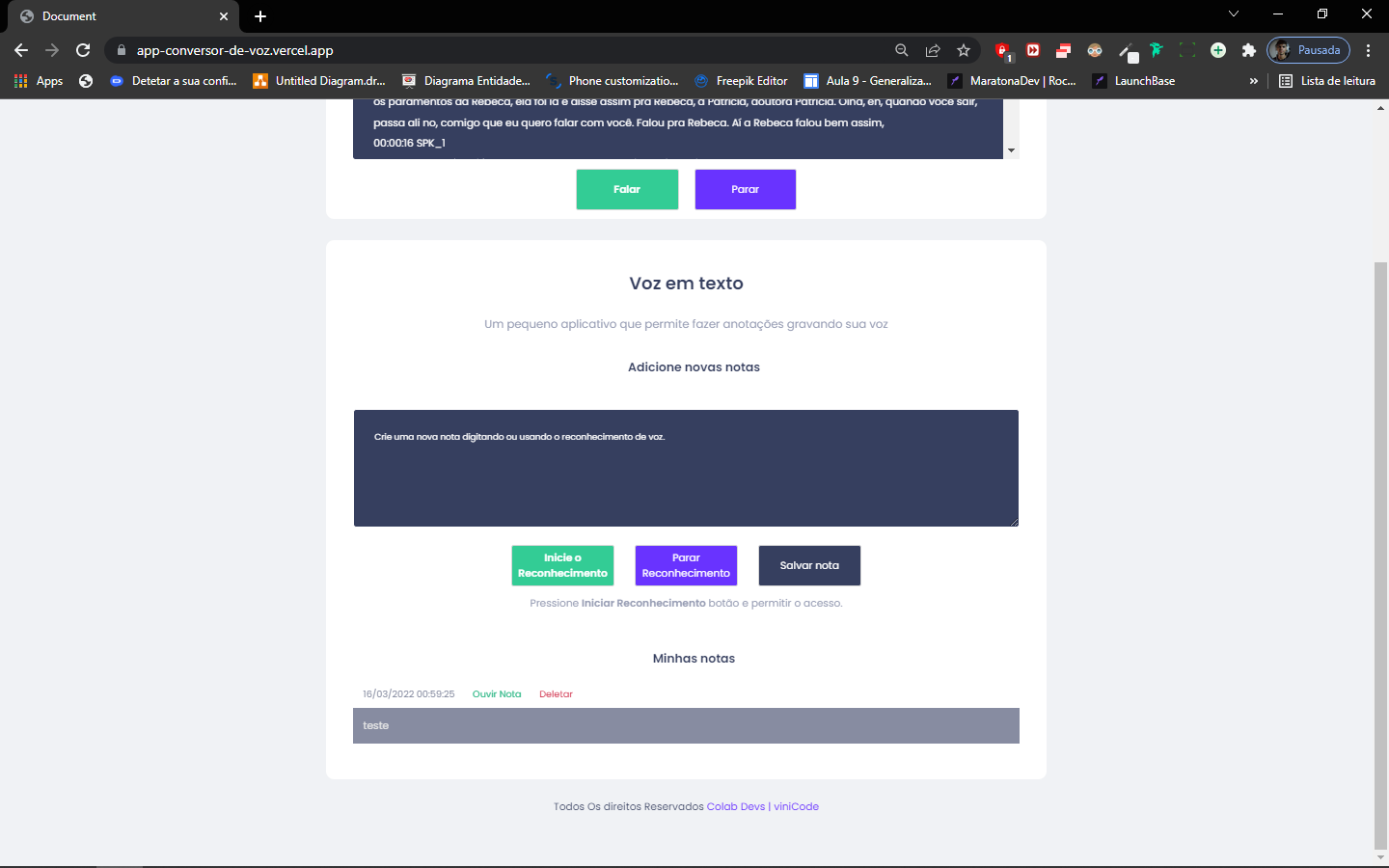 GitHub - marcoscode404/App-conversorDeVoz: App Criando Com API do browser do google crome