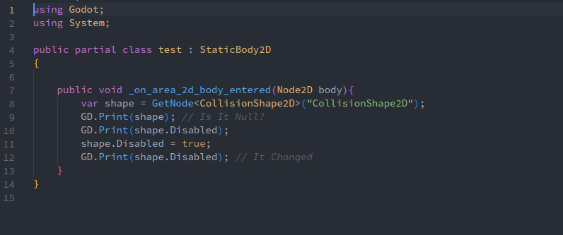 [4.0, Mono] Disabling CollisionShape2D not working · Issue #67731 ...