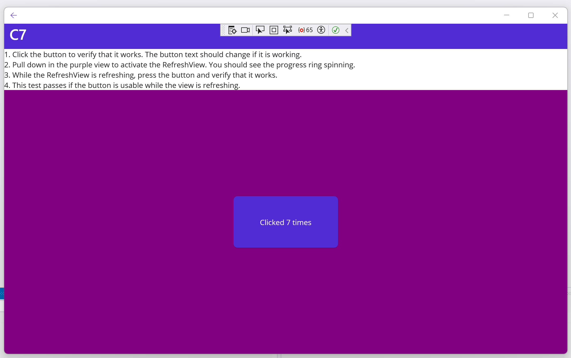 [MAUI] RefreshView C7 Pull down in the purple view isn't activate the RefreshView on Surface ...