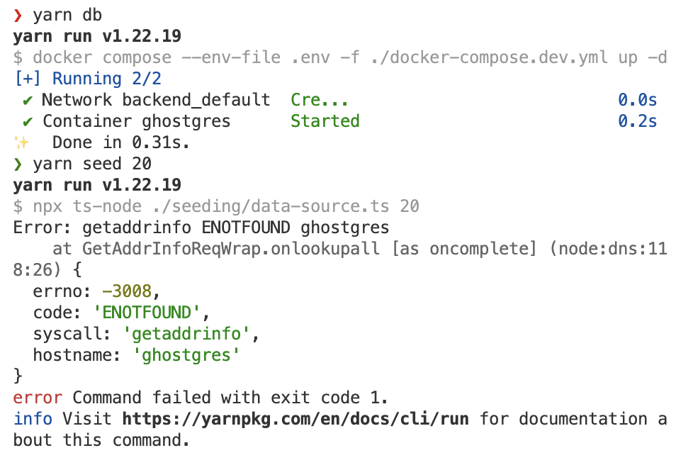 🐛 Bug Yarn Seed 가 안돼요 · Issue 584 · Ghostpangpangghostpong · Github