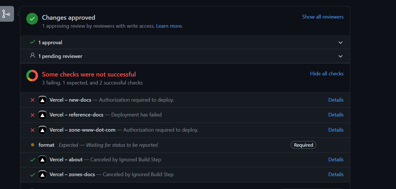 Stuck With Failed Checks Of Vercel In My Pr · Vercel Vercel · Discussion 8337 · Github 