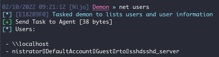 Net users output doesnt display correctly · Issue #115 · HavocFramework/Havoc · GitHub