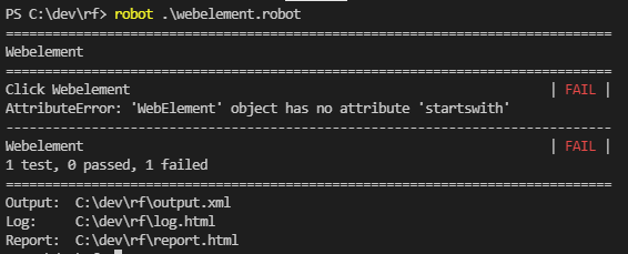Desktop Library | Clicking Webelement errors with object has no attribute 'startswith' · Issue ...