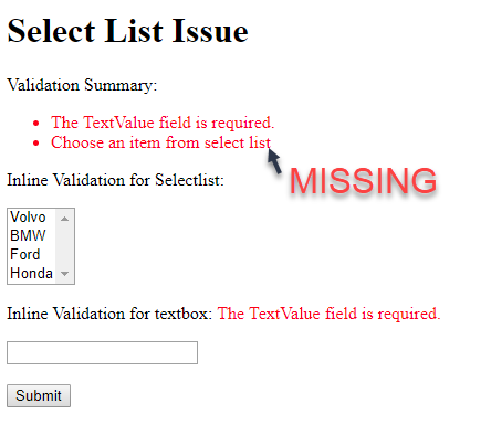 Validation not showing inline for string[] value - Showing in Summary ...