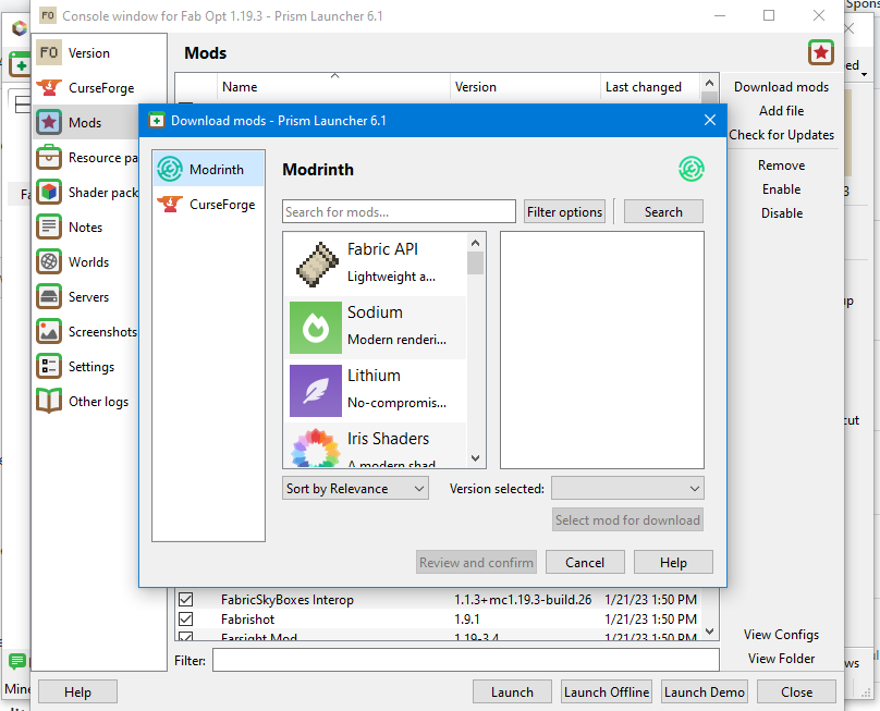 Resize "download mods" window · Issue #755 · PrismLauncher/PrismLauncher · GitHub