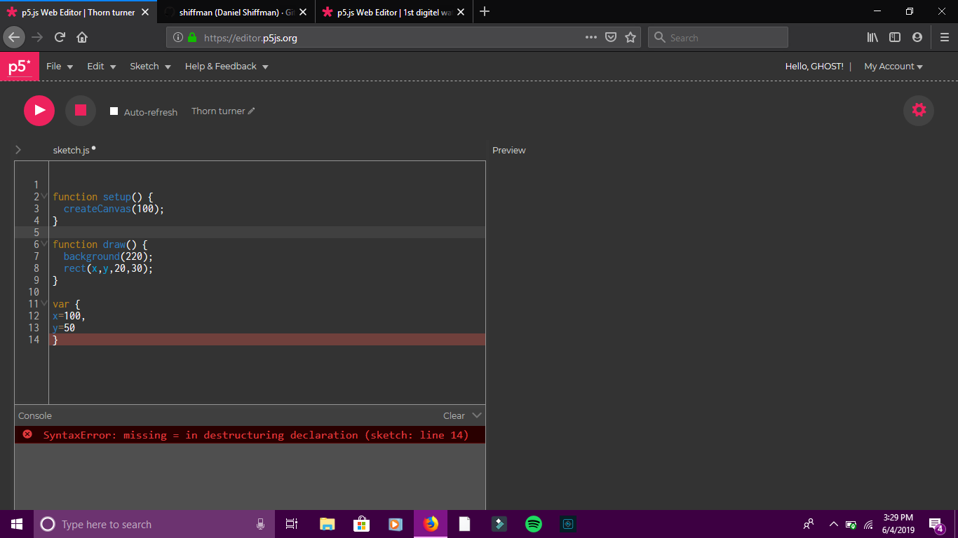 Syntaxerror Missing In Destructuring Declaration Sketch Line 14 · Issue 1093 · Processing