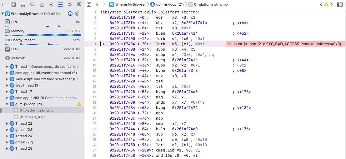 Bug: gum-js-loop (21): EXC_BAD_ACCESS · Issue #426 · frida/frida-gum · GitHub