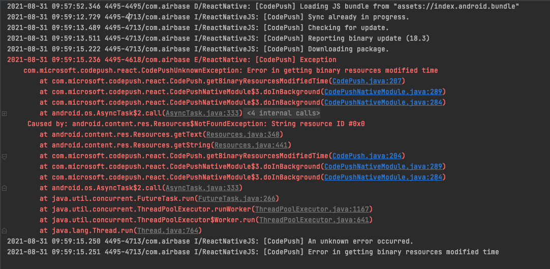 An unknown error occurred · Issue #2135 · microsoft/react-native-code-push · GitHub