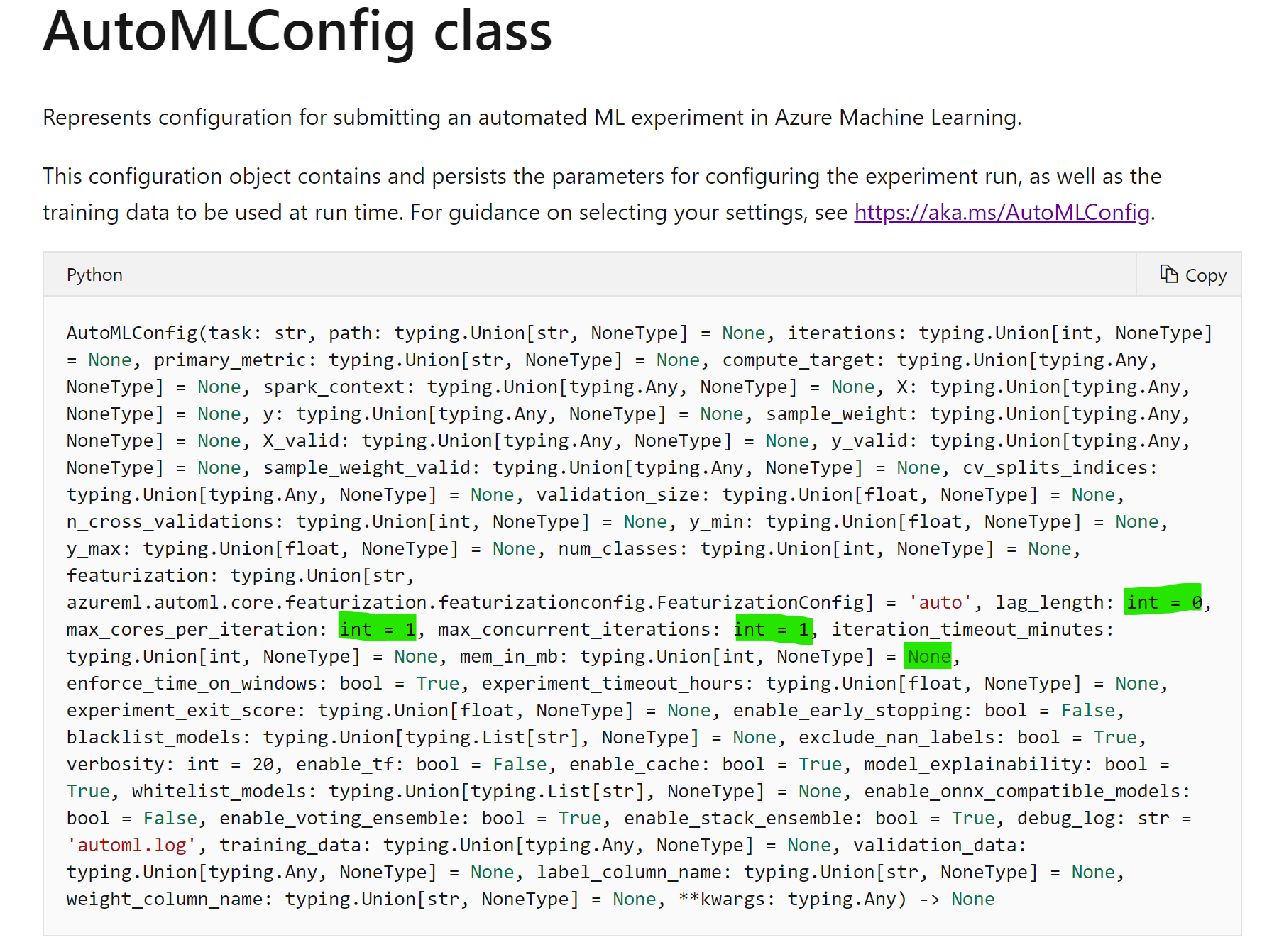 For max_concurrent_iterations and AMLCompute (Cluster) it should match number of nodes, not ...