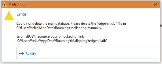 Attempting to reset Email cache results in an error · Issue #64 · Foundry376/Mailspring · GitHub