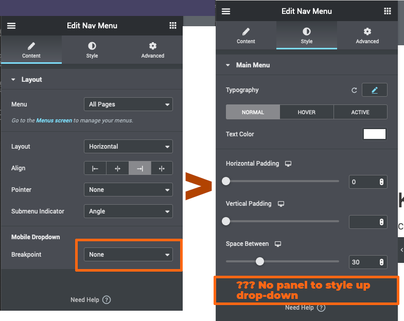Dropdown panel not visible when Mobile Dropdown breakpoint set to NONE ...