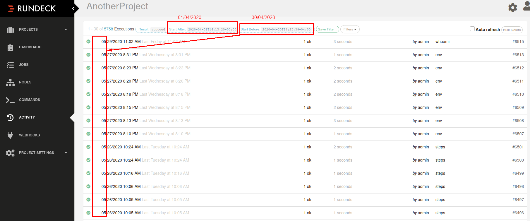 Activity Date Filter not working · Issue #6089 · rundeck/rundeck · GitHub
