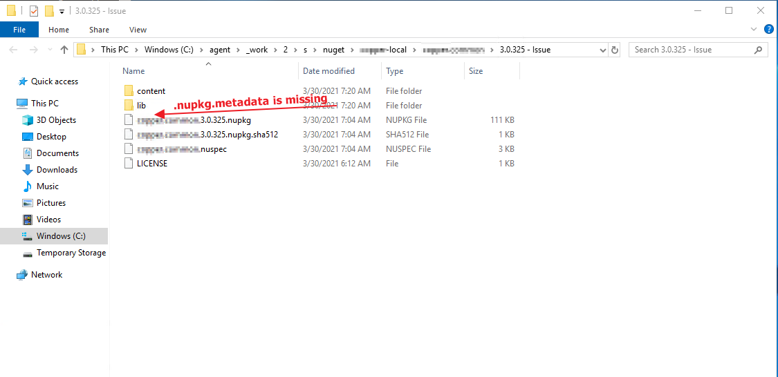 Nupkgmetadata Missing When Executing Nuget Add Expand From Azure
