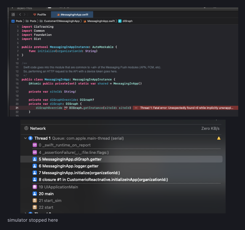 RN package crashes at startup · Issue #66 · customerio/customerio-reactnative · GitHub