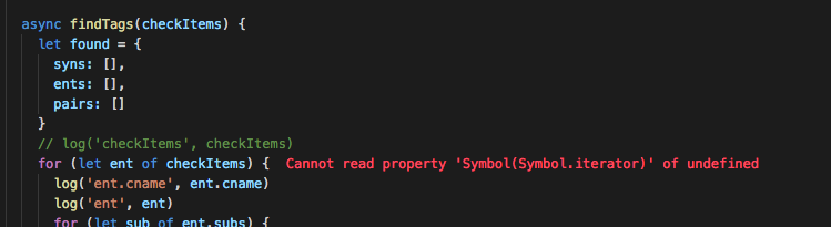 async tests / Cannot read property Symbol(Symbol.iterator)' of ...