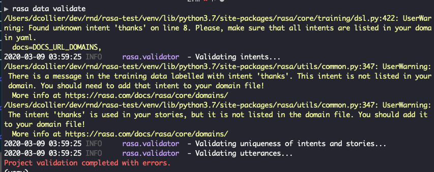 Formatting Of `rasa Data Validate` Output · Issue 5391 · Rasahq Rasa · Github