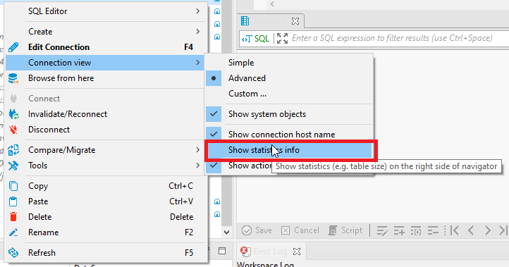 DBeaver hangs on "Collect database statistics: Read relation statistics" from Azure Postgres ...