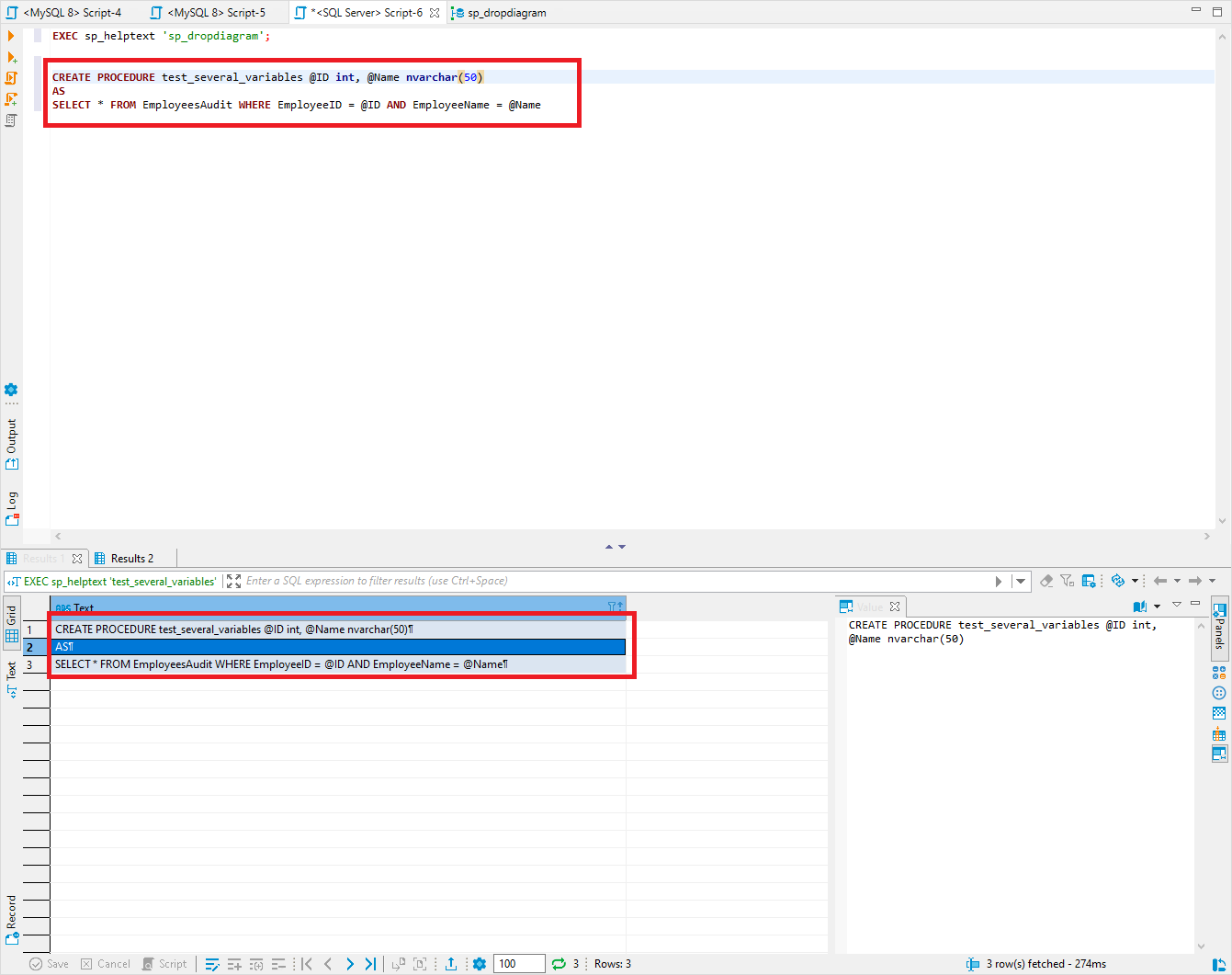 Actual viewing of saved content/formatting of a procedure · Issue ...