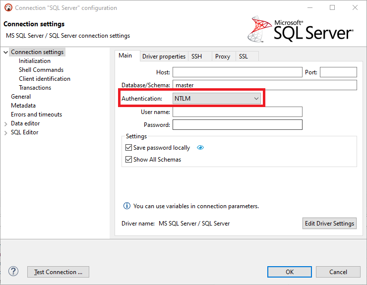MS SQL - when authenticationScheme is ntlm, DBeaver does not pass the required username and ...