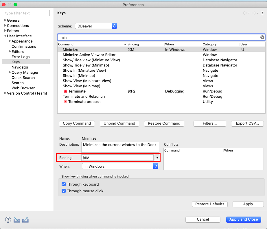 Mac OS Support Command-M hotkey to minimize · Issue #11395 · dbeaver ...