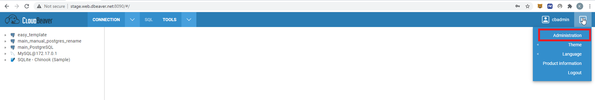 Can't edit existing connection details · Issue #326 · dbeaver/cloudbeaver · GitHub