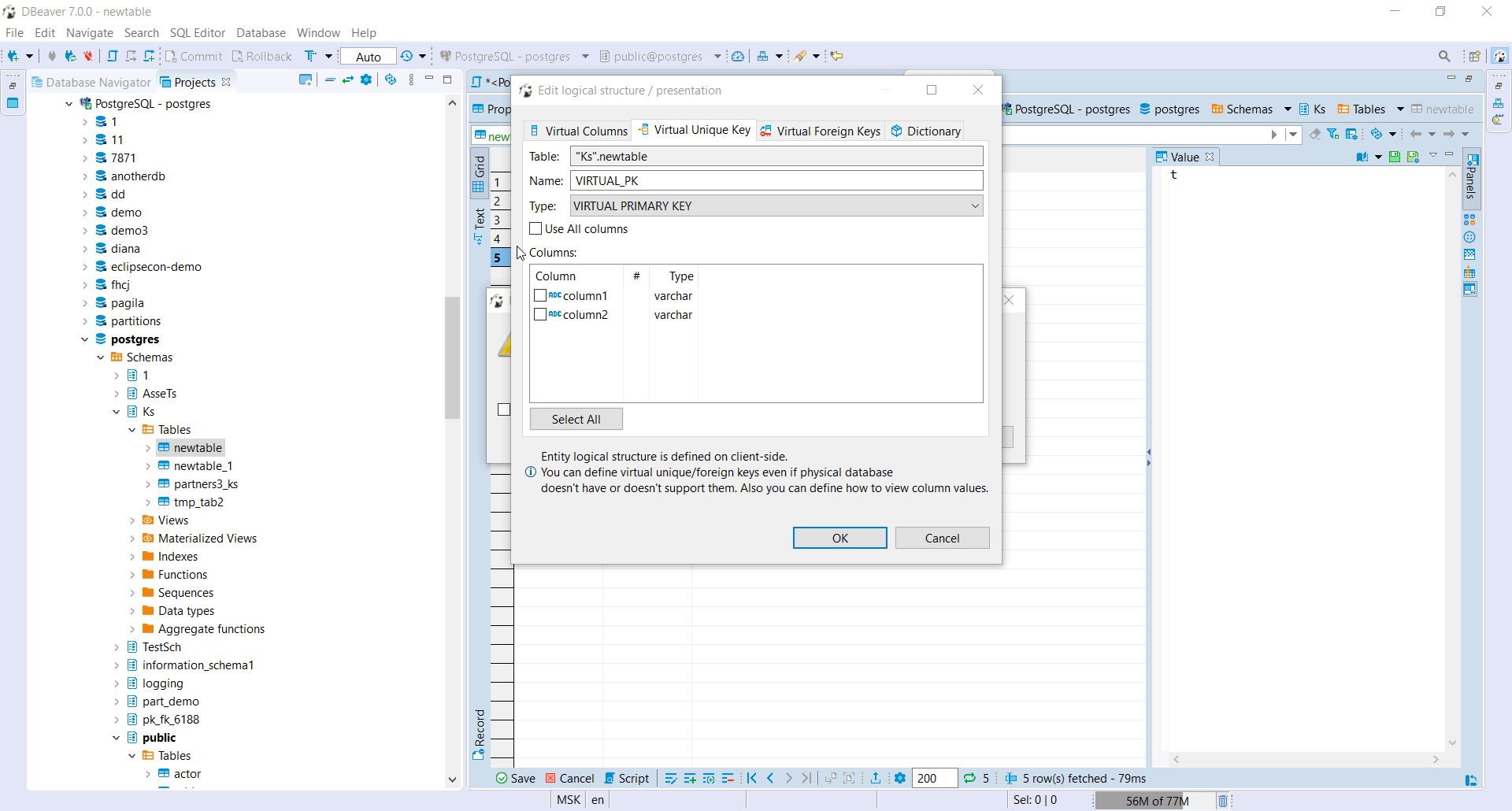 Defining virtual keys: "Use all columns" btn doesn't work · Issue #8035 · dbeaver/dbeaver · GitHub