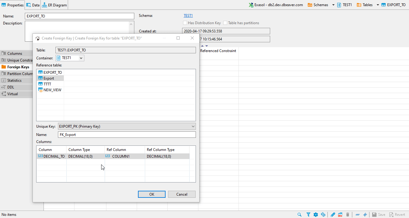 [EXASOL] Foreign key cannot be created via Object Editor · Issue #8463 ...