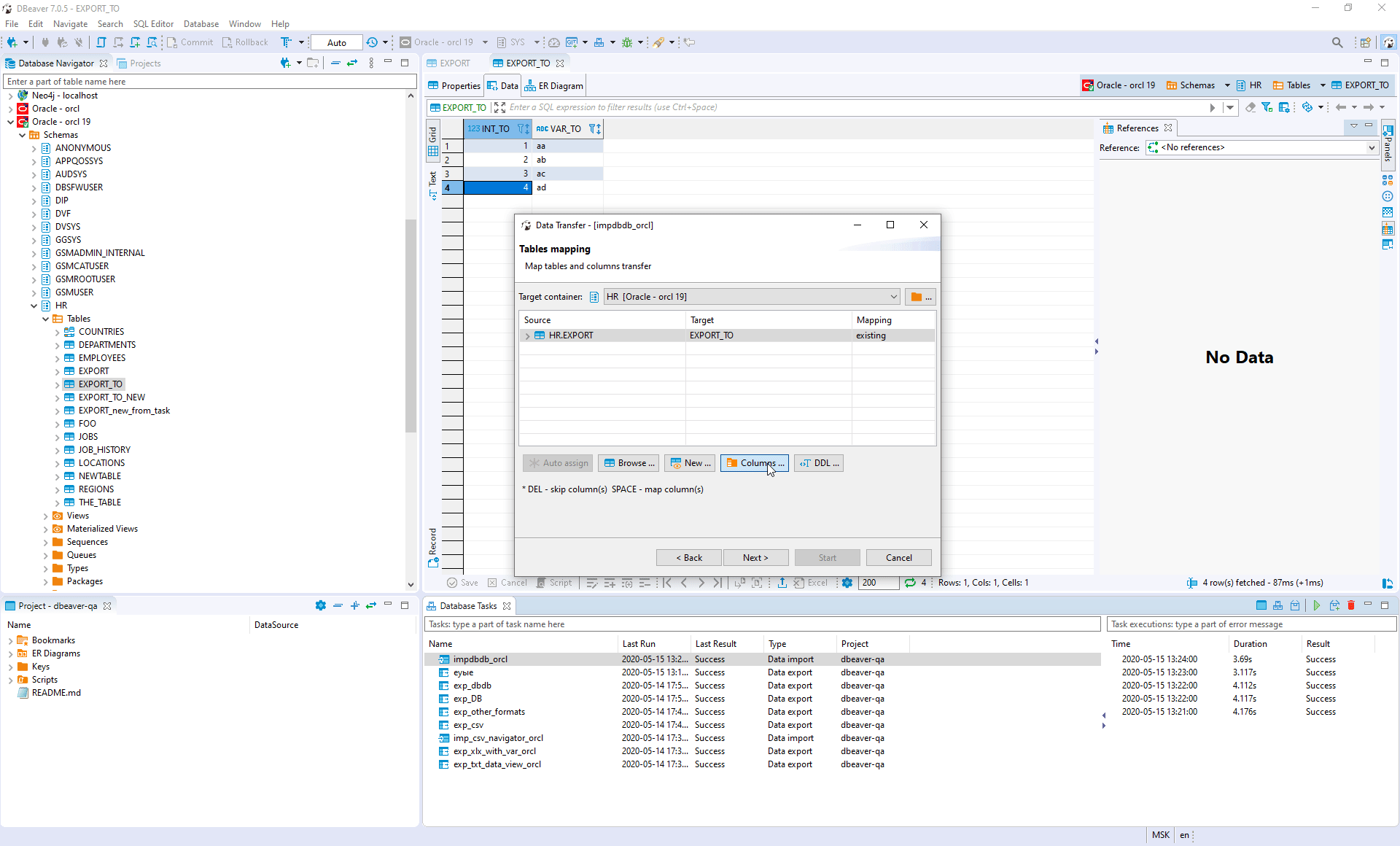  Oracle Tasks Column Mapping Doesn t Work Properly Issue 8708
