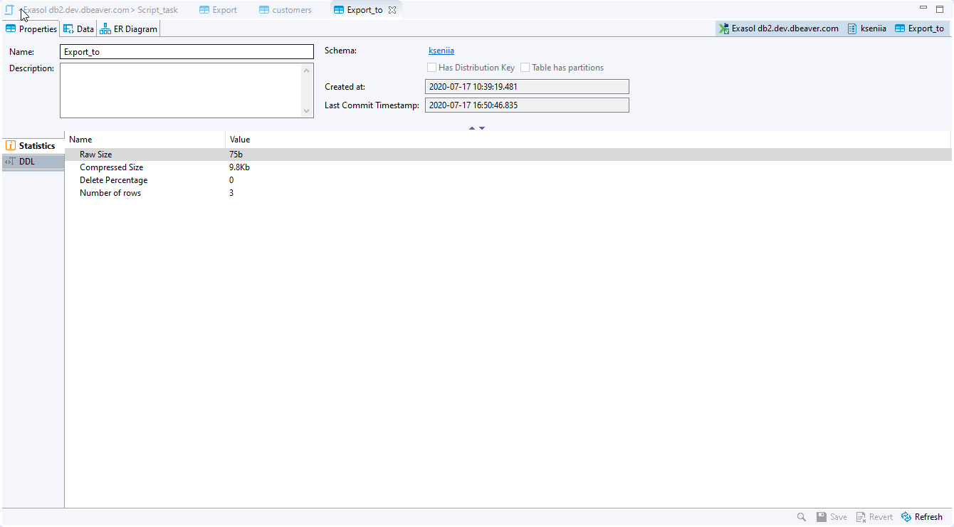 [Exasol] Simple view: Columns are not displayed in table properties tab ...