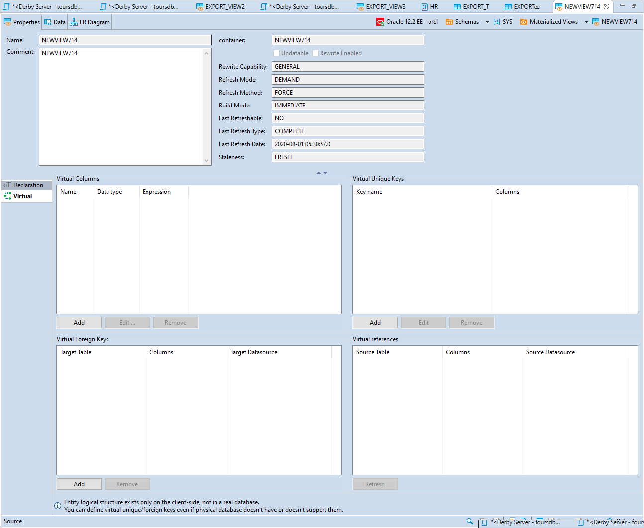 [Oracle] Columns tab is not displayed for materialized view · Issue #9425 · dbeaver/dbeaver · GitHub