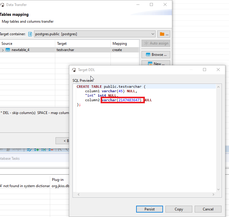 Postgresql Wrong Ddl Is Created During Dbdb Export For Unlimited Varchar Type · Issue 9628
