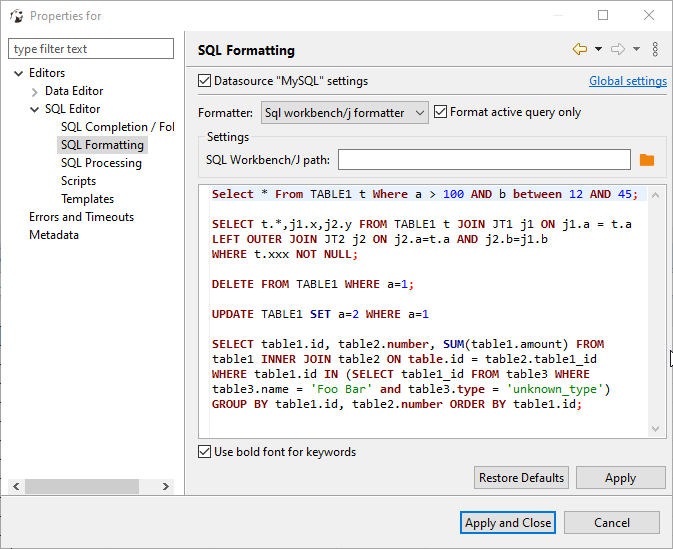 How do I use External formatter and Sql workbench/j formatter · Issue #9733 · dbeaver/dbeaver ...