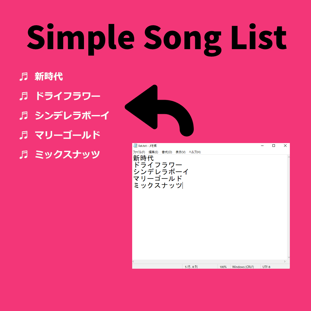 GitHub - Ohno-Tk/OBS_SimpleSongList: 歌配信で簡単に表示できるセットリスト