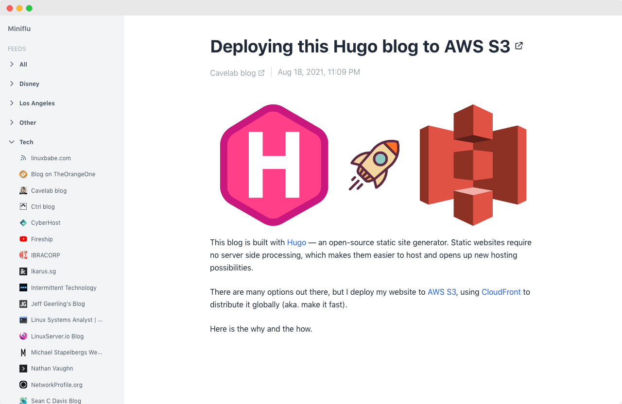 GitHub - jchue/miniflu: A simple, self-hosted client for Miniflux