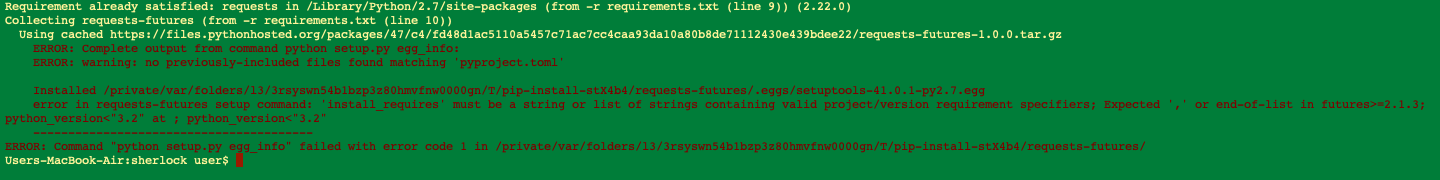 Trouble Installing Requirements · Issue 257 · Sherlock Project