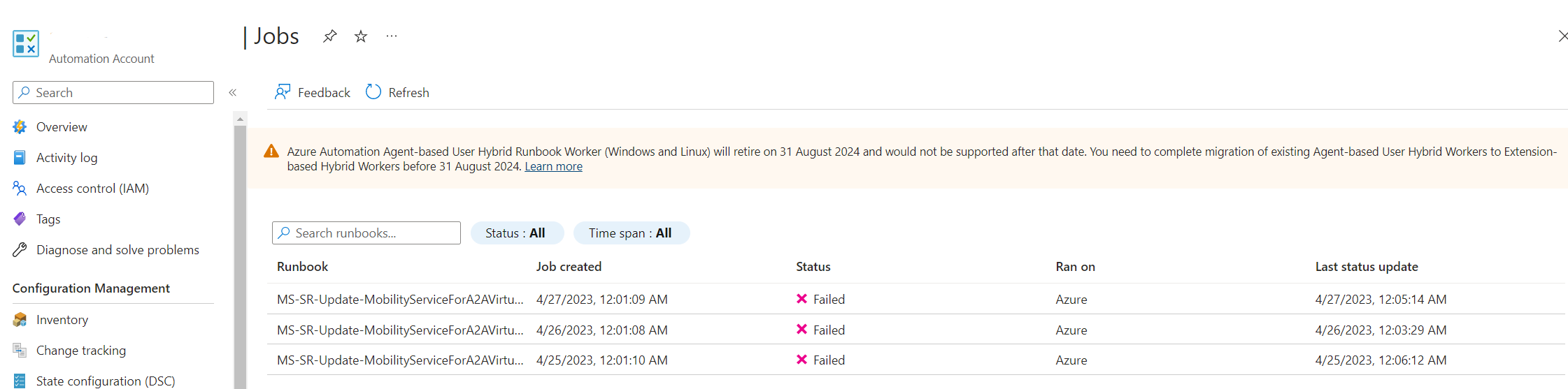 azurerm_site_recovery_protection_container_mapping automatic_update Auto update settings is un ...