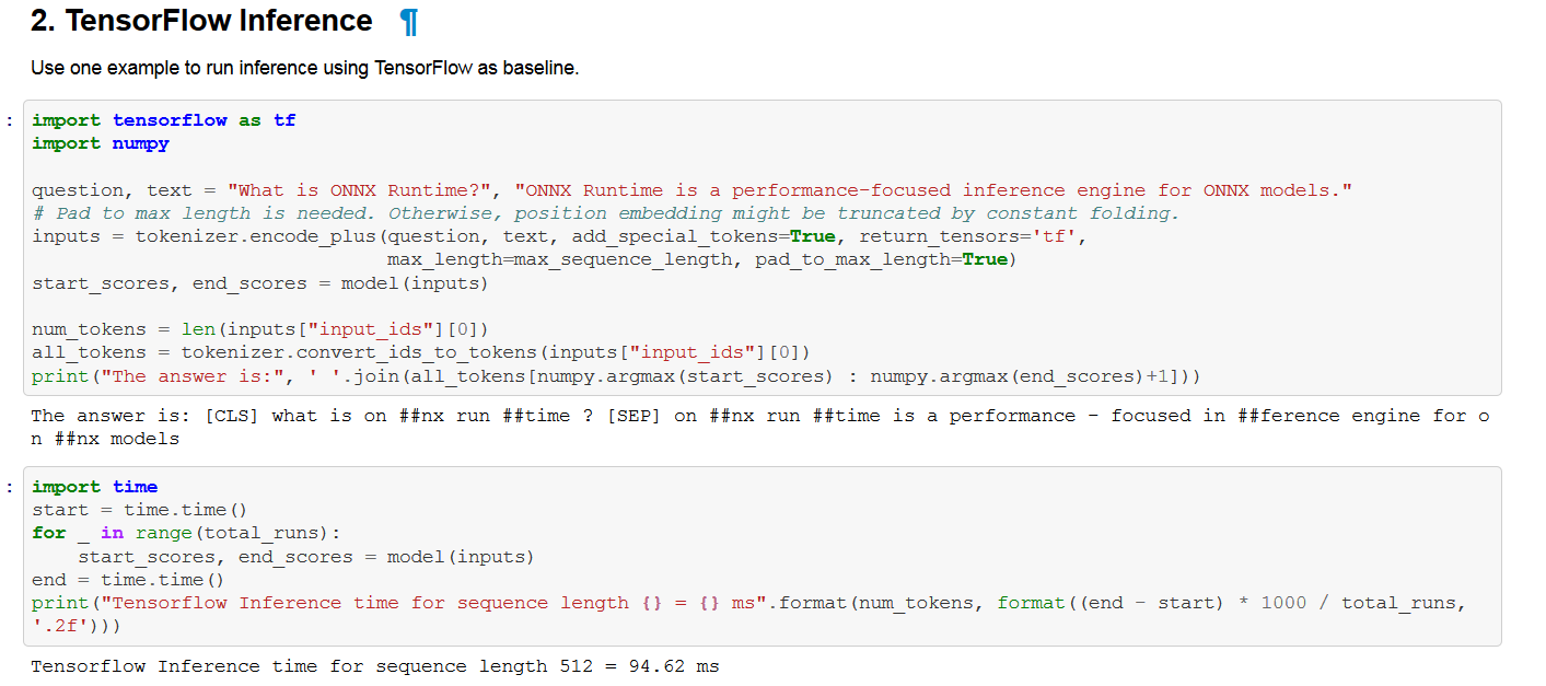 Question About Tensorflow Keras Bert Squad Onnxruntime Cpu Ipynb · Issue 4513 · Microsoft
