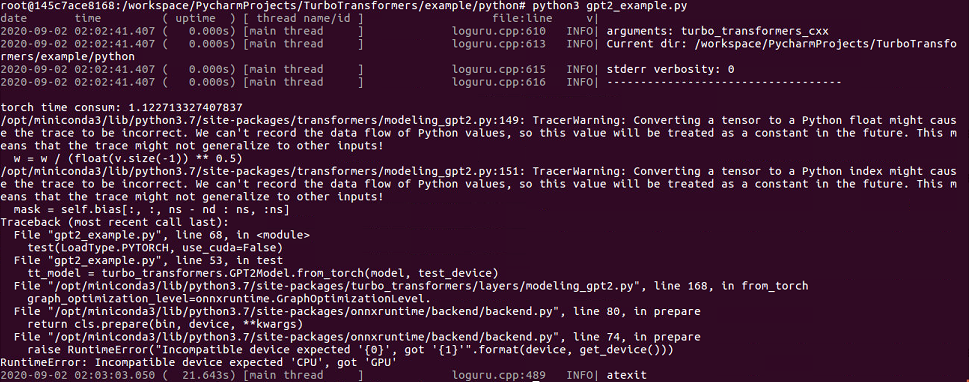 module turbo_transformer has no attribute 'GPT2Model' · Issue #167 · Tencent/TurboTransformers ...