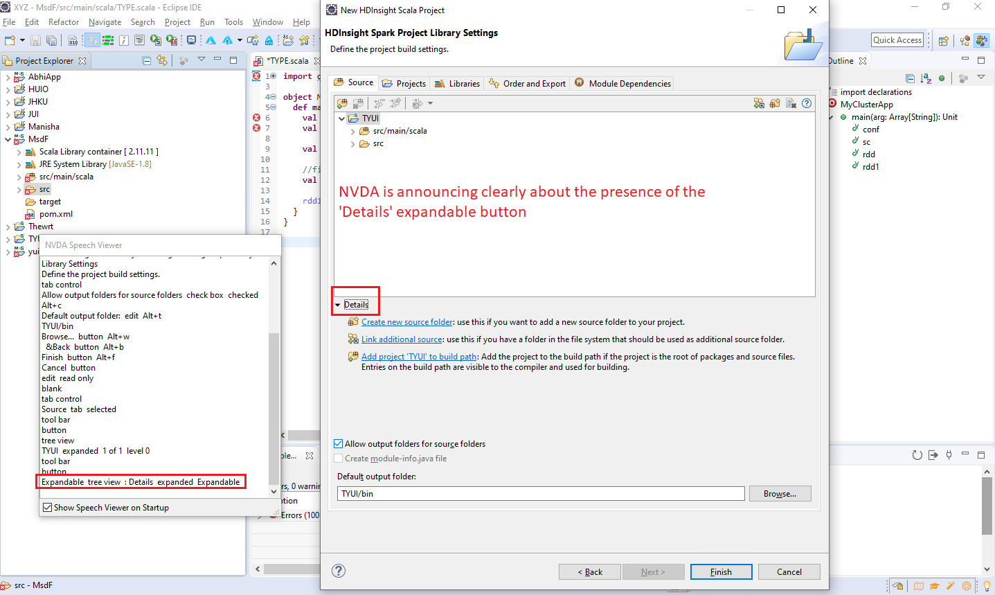 [Accessbility]A11y_Java Tooling for IntelliJ/Eclipse - New Feature_HDInsight Library Settings ...