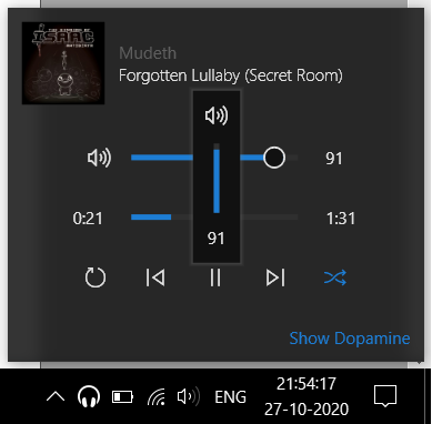 Double volume flyout in tray popup · Issue #1246 · digimezzo/dopamine ...