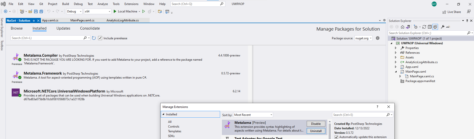 Metalama Tools for Visual Studio throws exception: method not found · Issue #68 · metalama ...