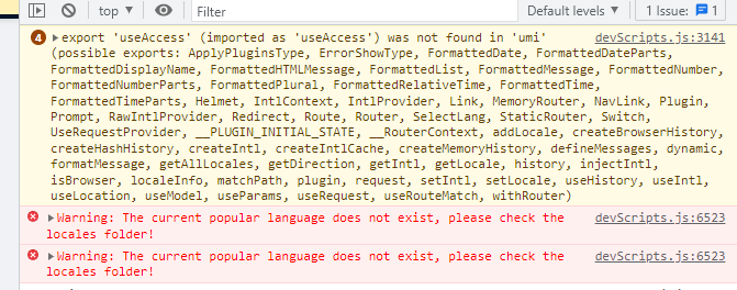 [Bug] When @umijs/preset-react upgrade version to 2.1.1, the useAccess and locales was fail ...