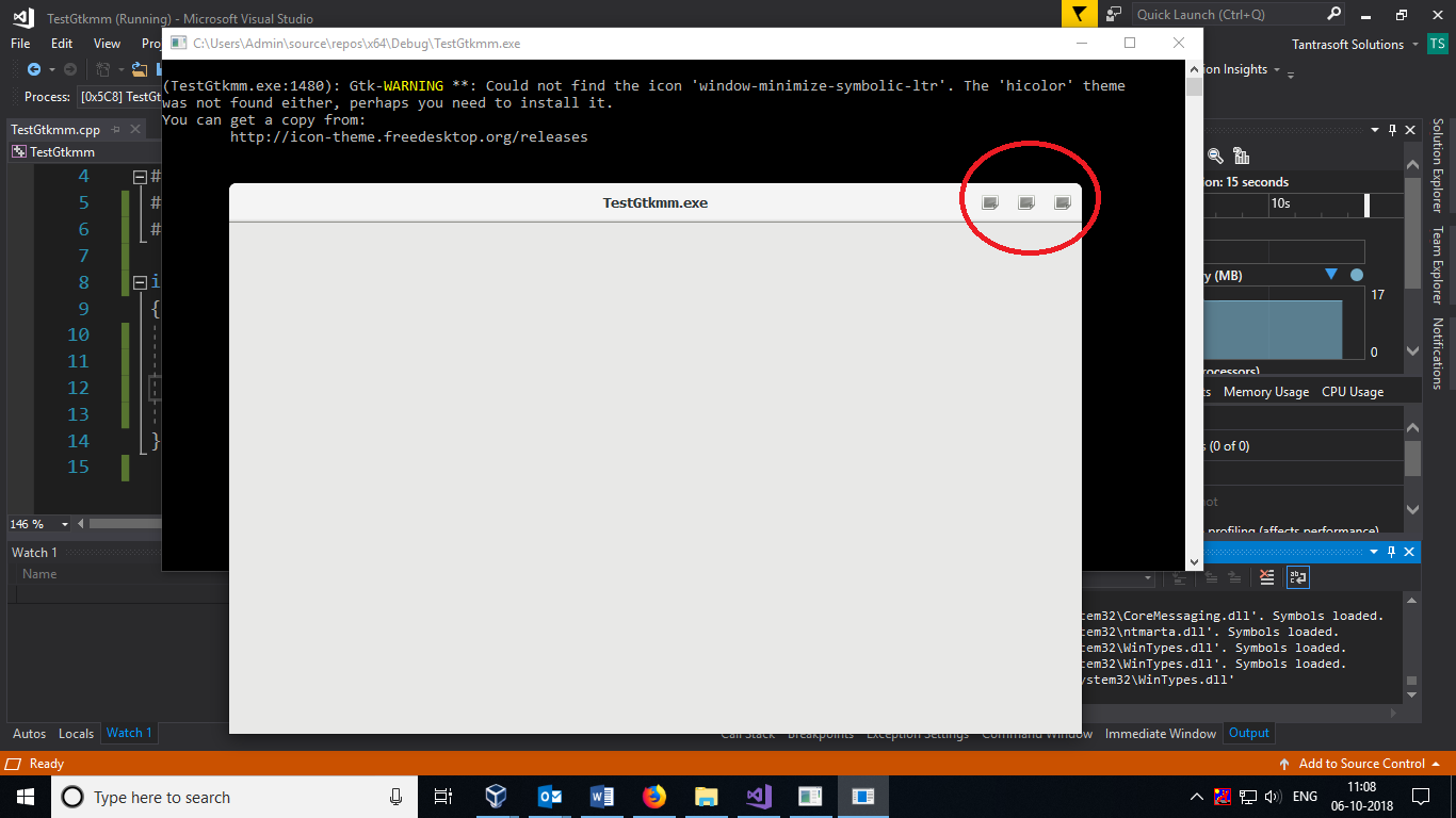 Gtk-WARNING **: Could not find the icon 'window-minimize-symbolic-ltr ...