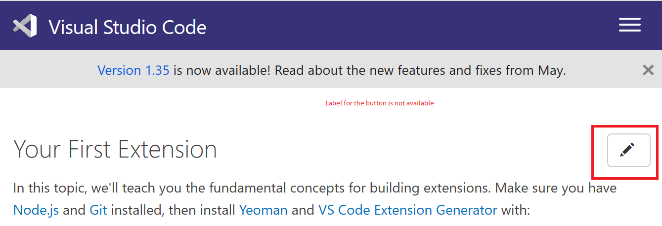 A11y_code.visualstudio.com_APIGetStarted _YourFirstExtension_Zoom: At zoom level 200%, the label ...
