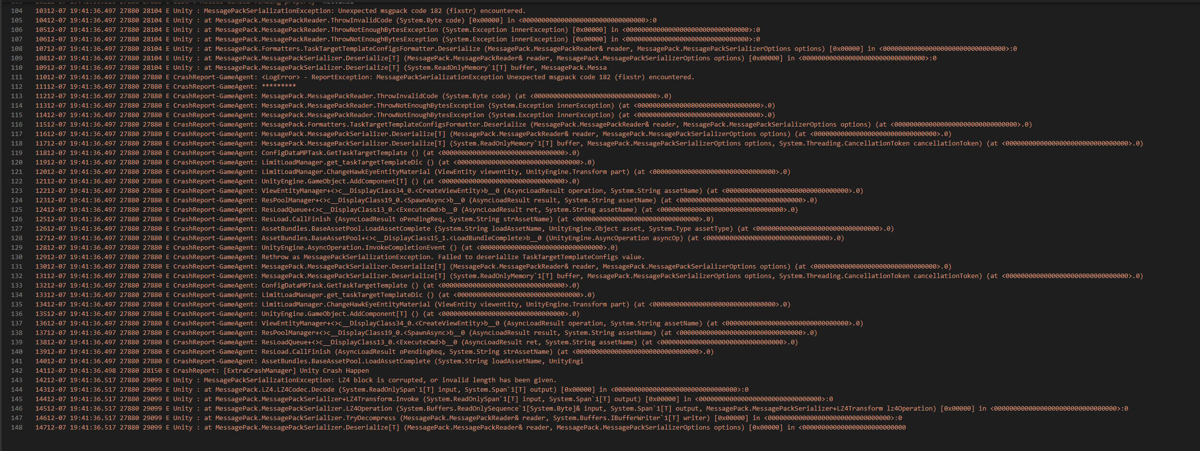 When we use MessagePack in Unity2018.4 IL2CPP to deserialize the same object, it is successful ...