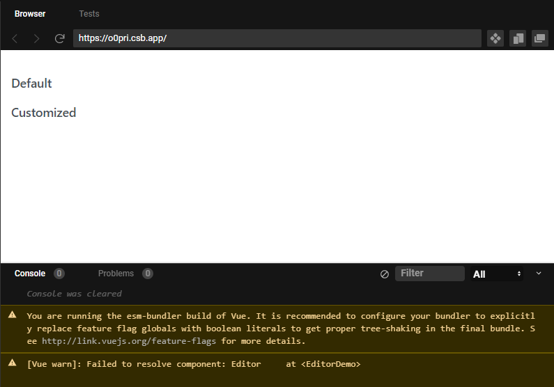 Editor component does not work at all · Issue #1774 · primefaces/primevue · GitHub
