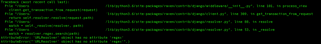 Support for Django 2.0 URL Resolver · Issue #1127 · getsentry/raven-python · GitHub