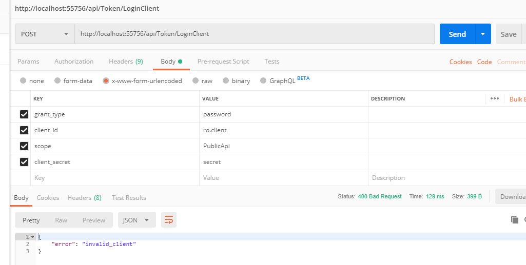 always getting invalid_client · Issue #3399 · DuendeArchive/IdentityServer4 · GitHub