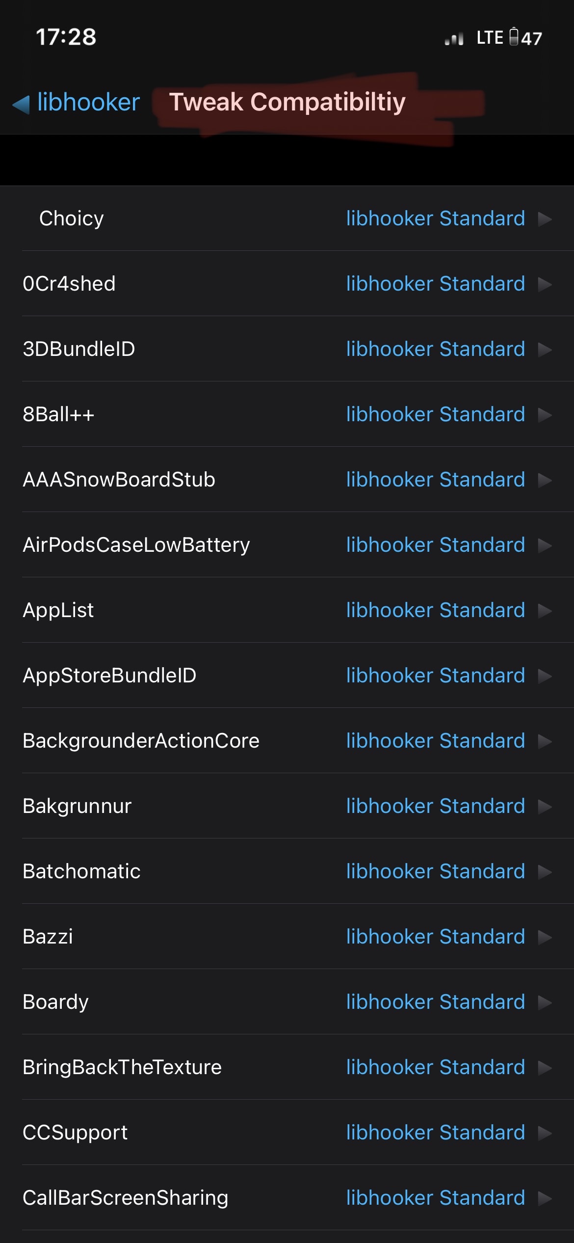 Typo - Compatibiltiy instead of Compatibility · Issue #10 · coolstar/libhooker-configurator · GitHub