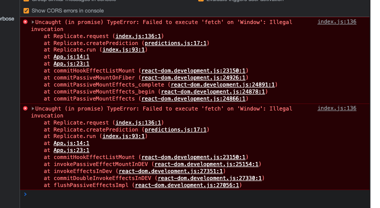 Error When Using Within React Demo · Issue 40 · Replicatereplicate Javascript · Github
